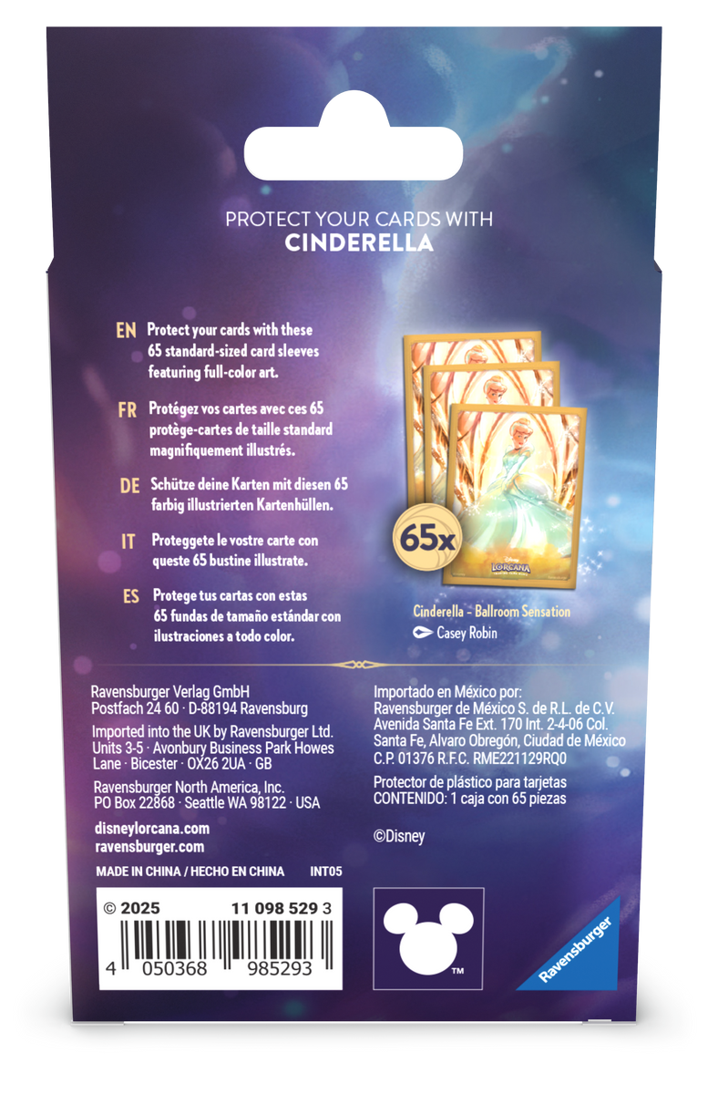 Disney Lorcana Trading Card Game - Card Sleeve Pack Cinderella - Archa ...